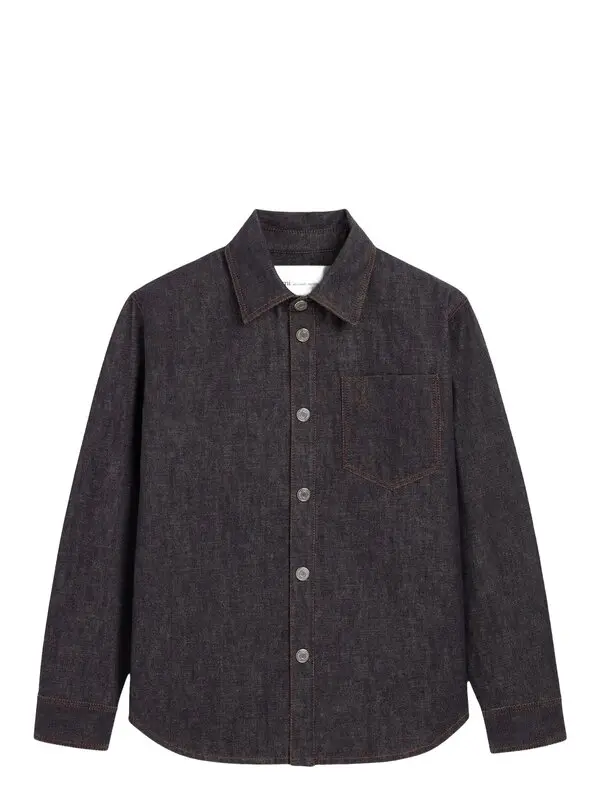 AMI Paris Classic Wool Blend Coat - Navy