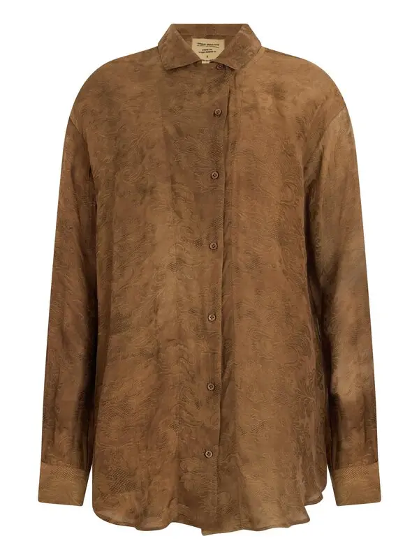 UMA WANG Paisley Print Collared Shirt - Camel
