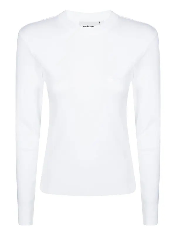 Carhartt Long Sleeve Cotton-elastane Crewneck T-shirt - Bianco