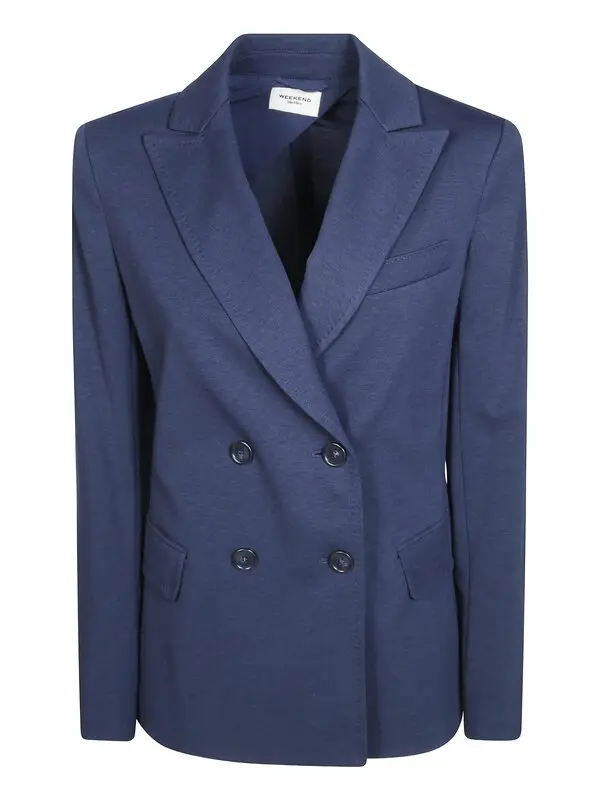 Max Mara Wkdcolibri Milano Knit Double Breasted Jacket - Blu