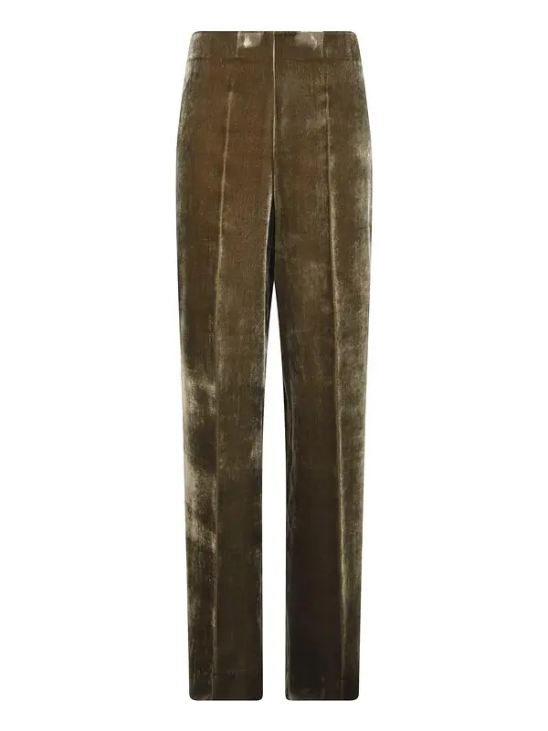 PAROSH Viscose Silk Velvet-effect Tailored Pants - Beige