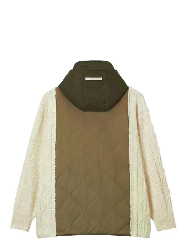 FIVE CM Quilted Cable-knit Jacket With Hood - Green