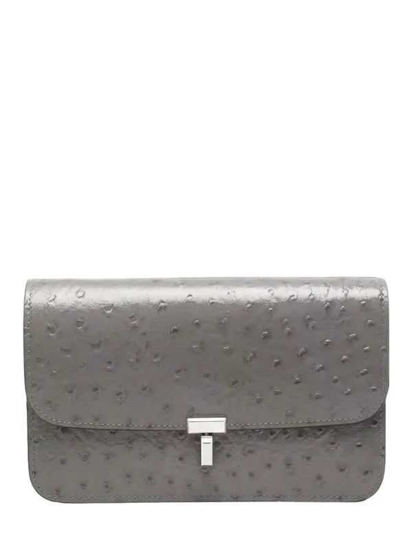 TOTEME T-lock Ostrich-effect Crossbody Bag - Grey