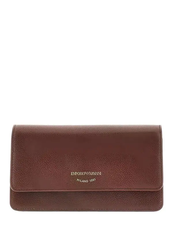 Emporio Armani Logo-print Pebbled Leather Mini Bag - Brown