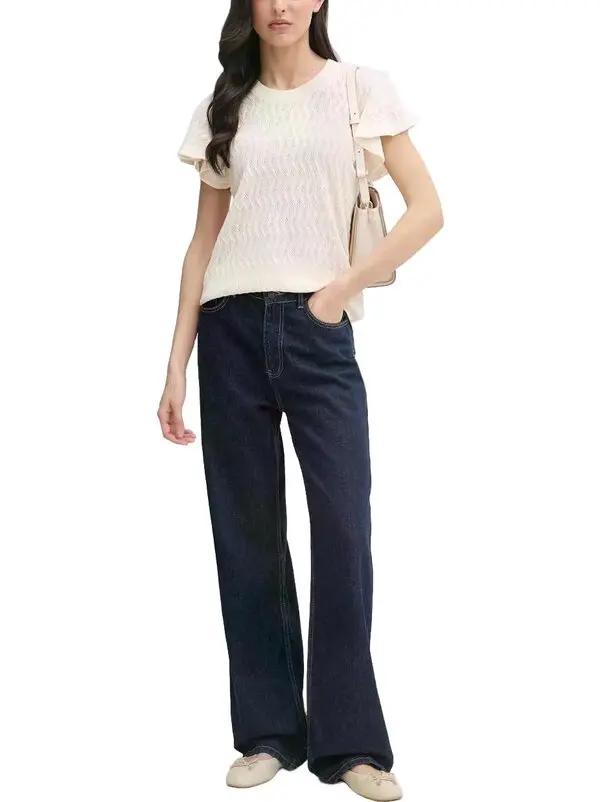 MOS MOSH Pointelle Knit Ruffled Top - Neutrals