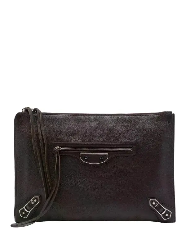 Balenciaga 2016 Goatskin Metallic Edge Clutch Bag - Brown