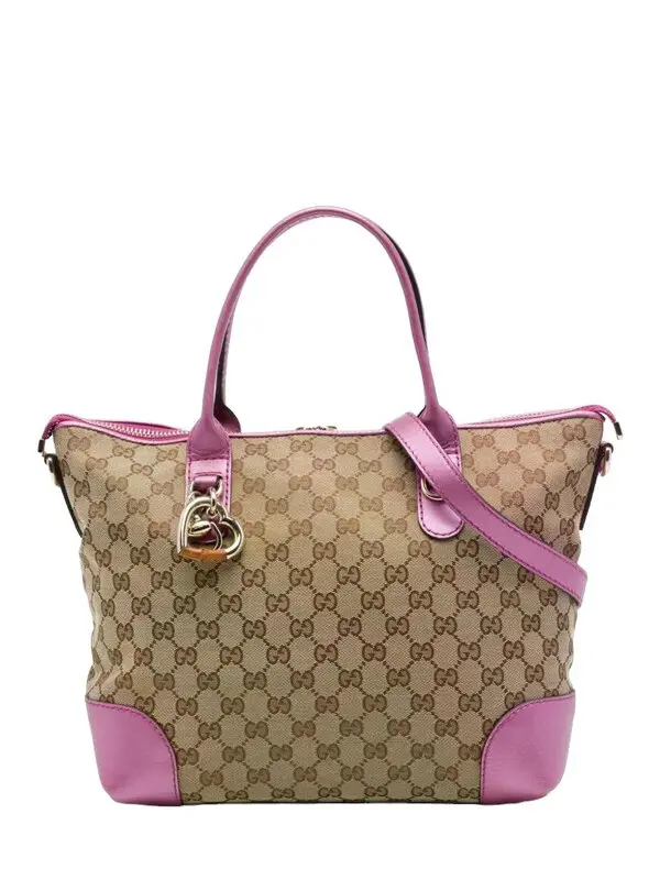 Gucci Gg Canvas Heart Bit Satchel - Neutrals