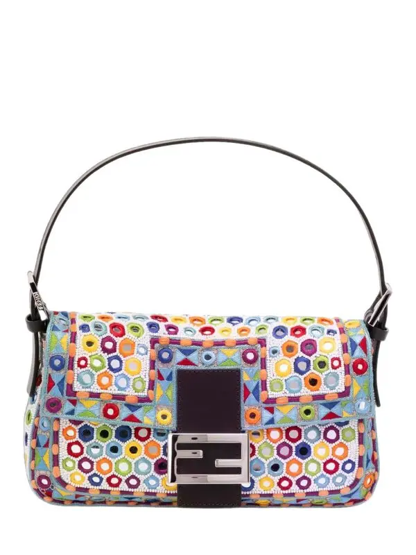 Fendi Baguette Bead-embellished Shoulder Bag - Blue