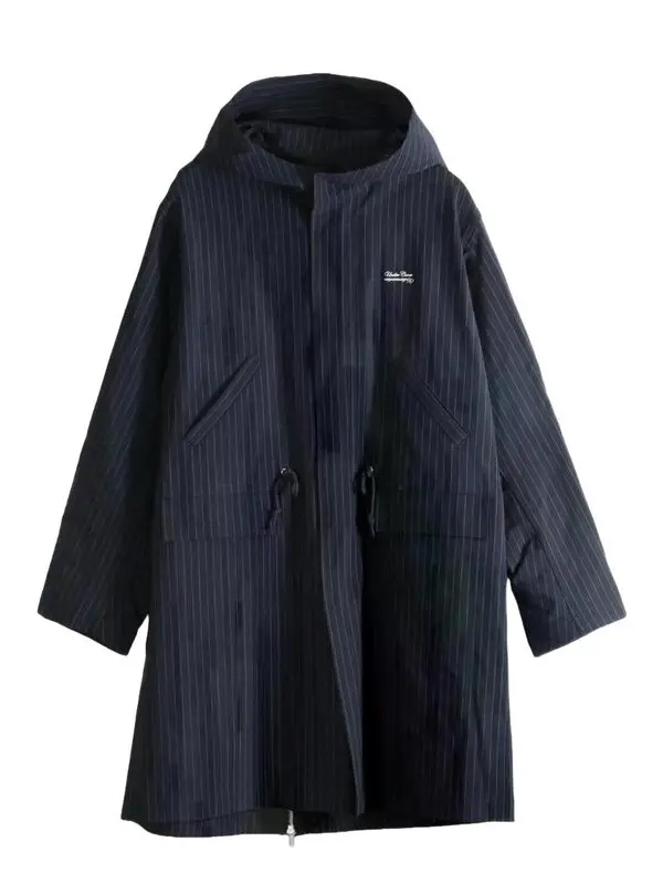 Undercover Pinstripe Hooded Coat - Blue