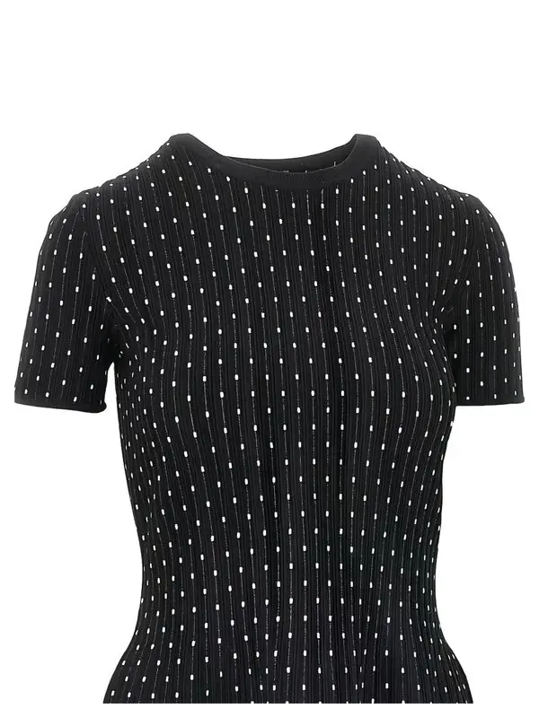 Emporio Armani Ribbed Knit Flared Dress - Black