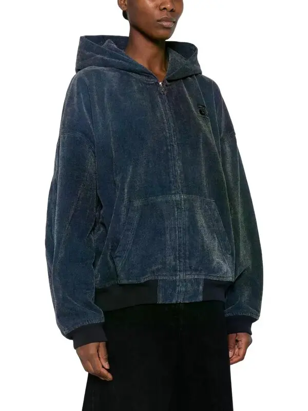 Alexander Wang Logo-embroidered Hooded Denim Jacket - Blue