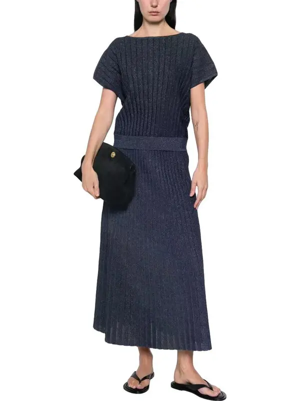 Maison123 Olympe Ribbed-knit Maxi Skirt - Blue