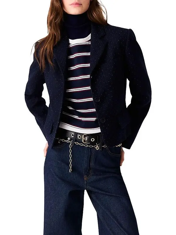 Maje Vilireu Cropped Blazer - Navy