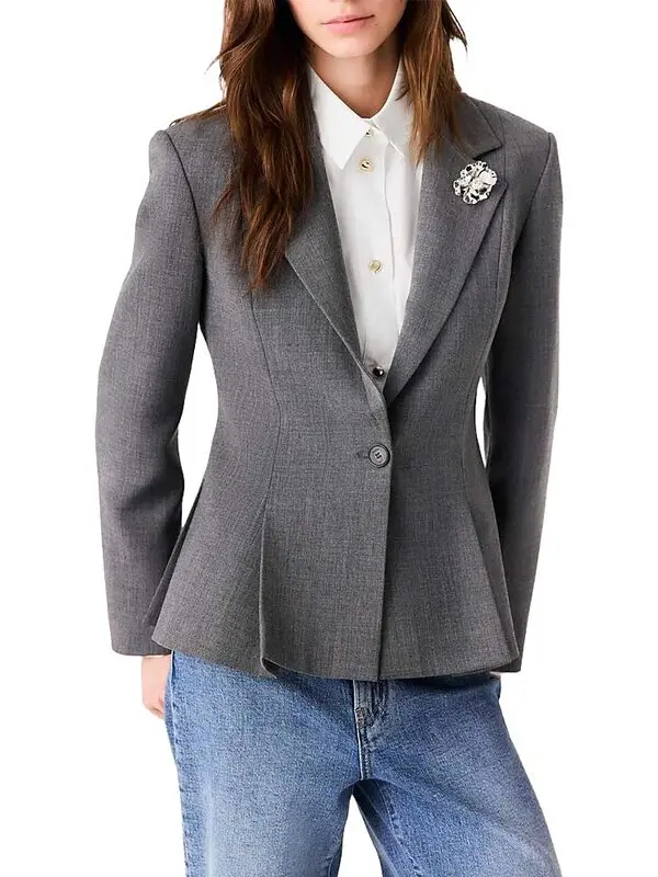 Maje Veandra Flared Blazer - Grey