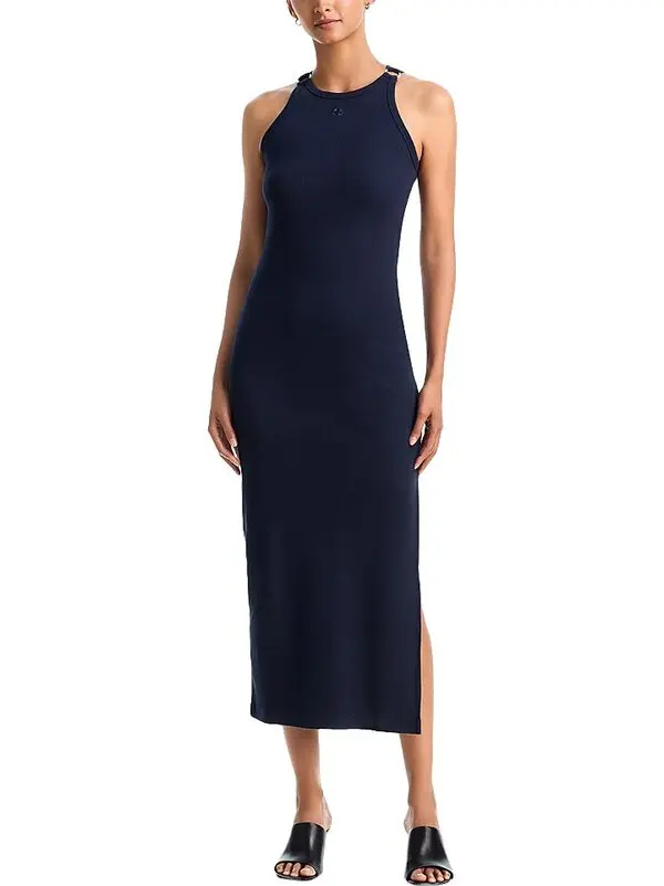 COURREGES Buckle Rib Midi Dress - Navy