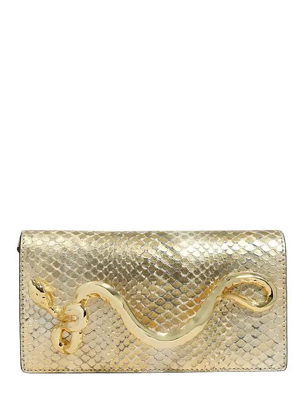 Alexis Bittar Serpent Clutch With Side Handle - Gold Python