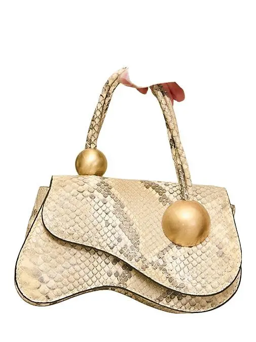 Cult Gaia Kazia Snake Embossed Leather Crossbody Bag - Faded Python