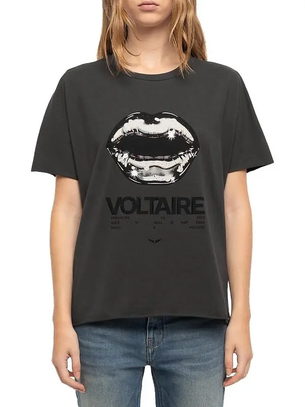 Zadig&Voltaire Embellished Cotton T-shirt - Carbone
