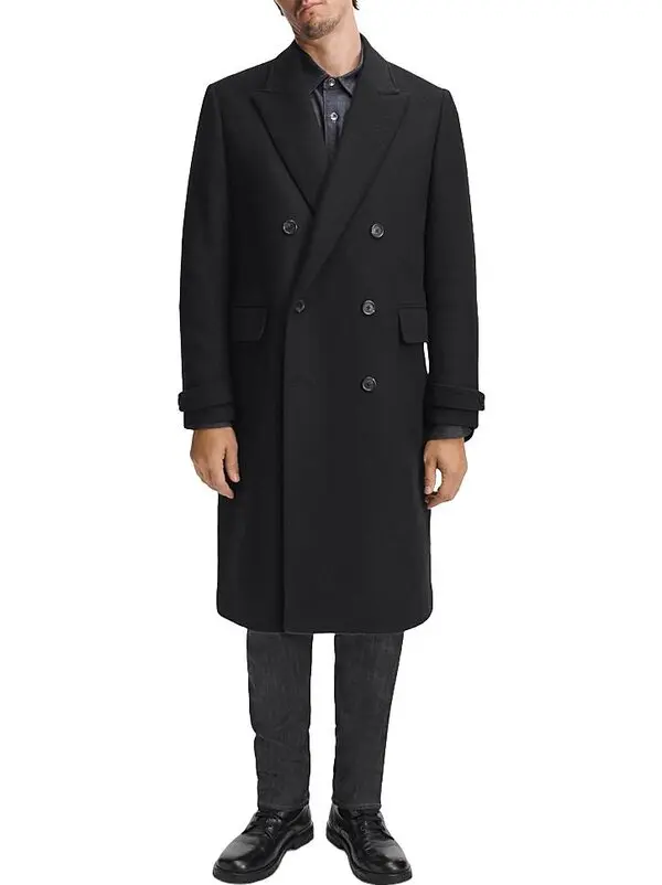 Rag & Bone Lombard Wool Blend Double Breasted Coat - Black