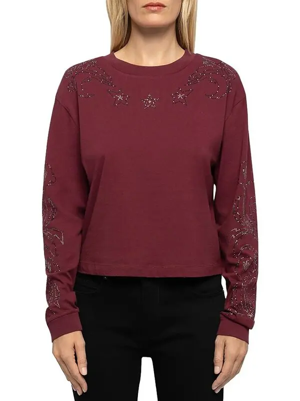 Zadig&Voltaire Iona Embellished Cotton Sweatshirt - Cherry