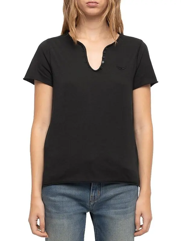 Zadig&Voltaire Cotton T-shirt With Cutout Star Detail - Gloom