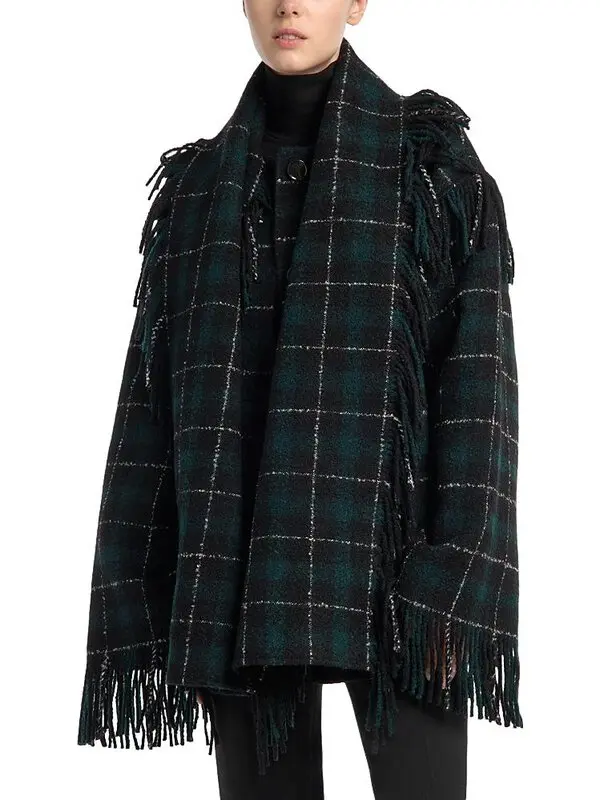 TOTEME Wool Blend Fringe Trim Jacket - Pine/black