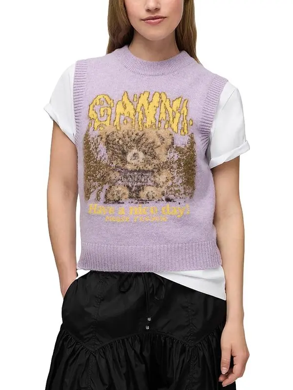 GANNI Forest Teddy Sweater Vest - Thistle