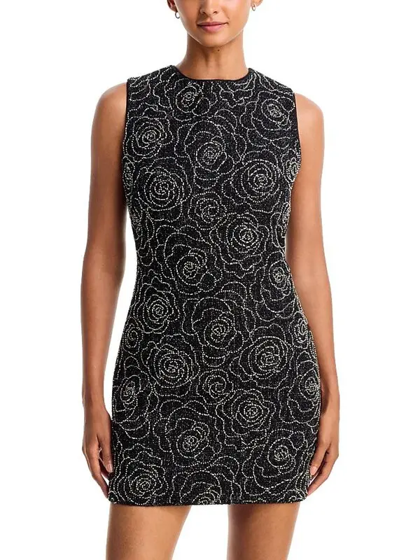 MILLY Ivette Beaded Mini Dress - Black/silver