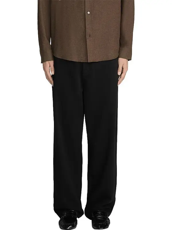 FRAME Cotton Baggy Fit Wide Leg Chinos - Black