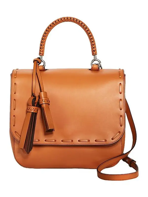 Max Mara Braided Leather Satchel - Camel Brown/silver