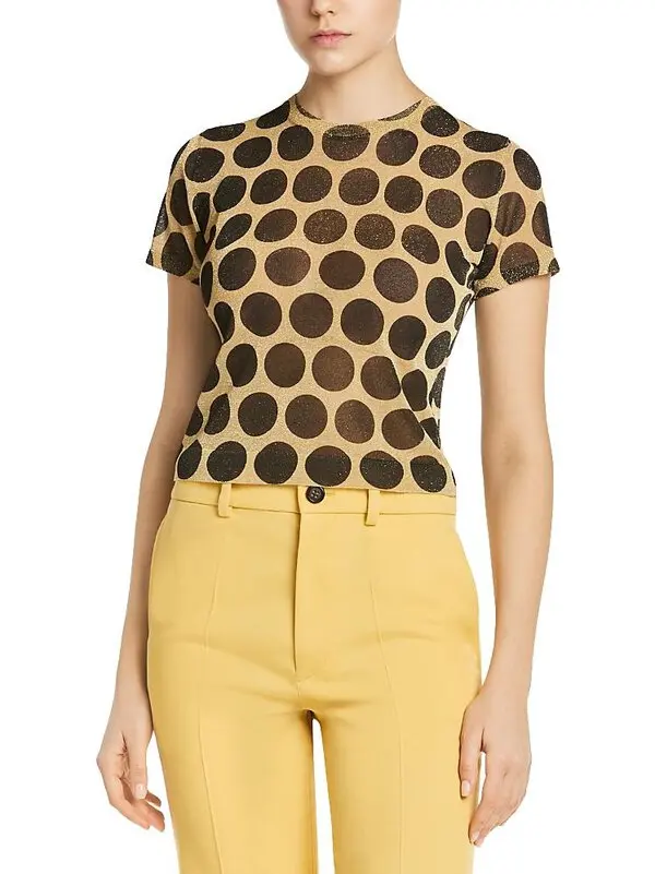 Marni Polka Dot Short Sleeve Metallic Top - Black