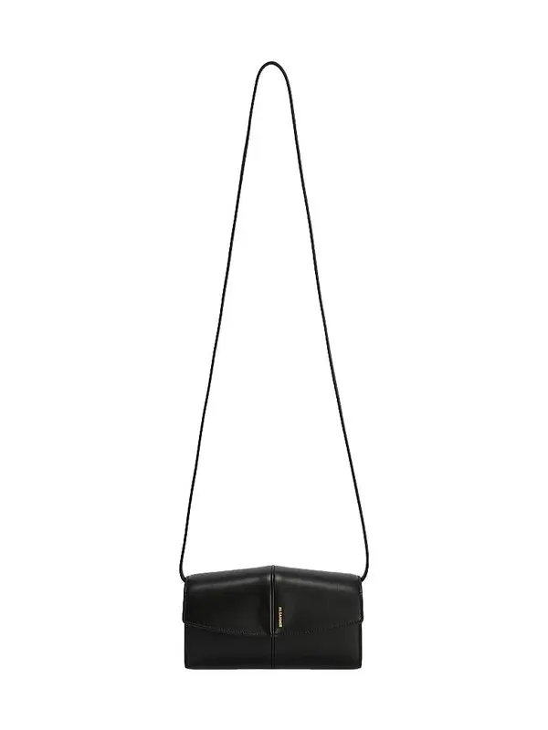 JIL SANDER Linea Leather Wallet Crossbody - Black