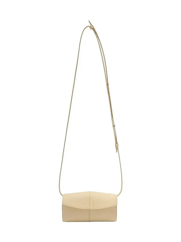 JIL SANDER Linea Leather Wallet Crossbody - Cream