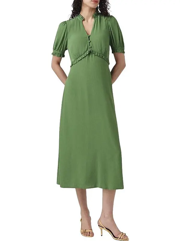 GHOST LONDON Jolene V-neck Crepe Midi Dress - Green