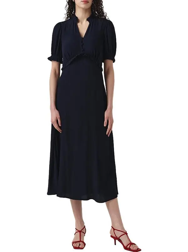 GHOST LONDON Jolene V-neck Crepe Midi Dress - Navy