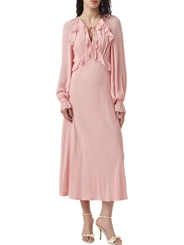 GHOST LONDON Naomi Frill Midi Dress - Pink