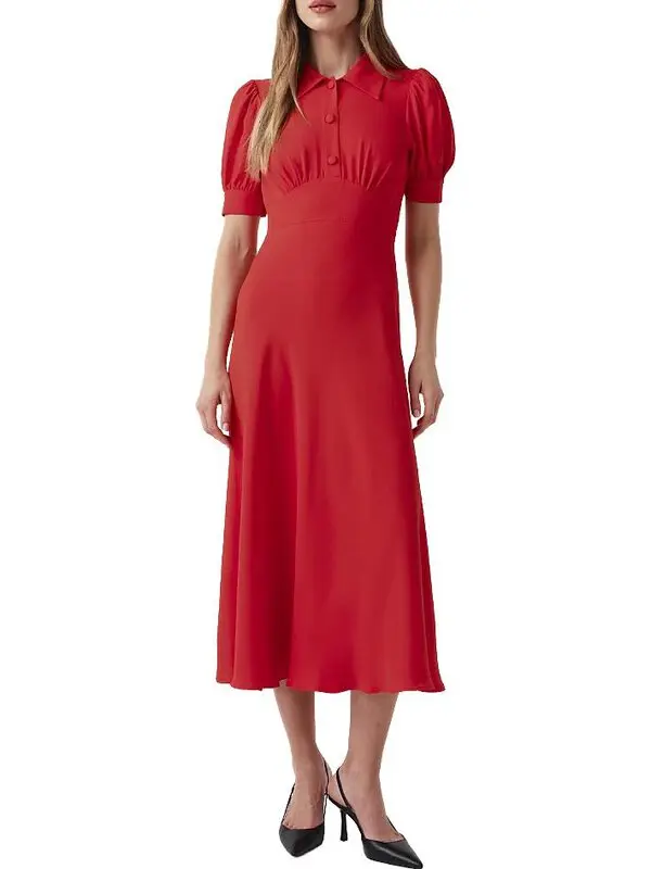 GHOST LONDON Wilma Midi Shirt Dress In Polka Dot - Red
