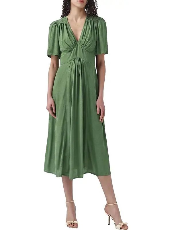 GHOST LONDON Rosalie Angel Sleeve Crepe Midi Dress - Green