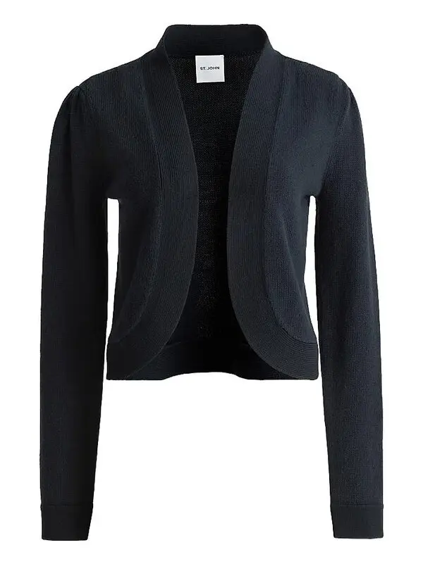 St. John Cotton Blend Open Front Bolero - Black