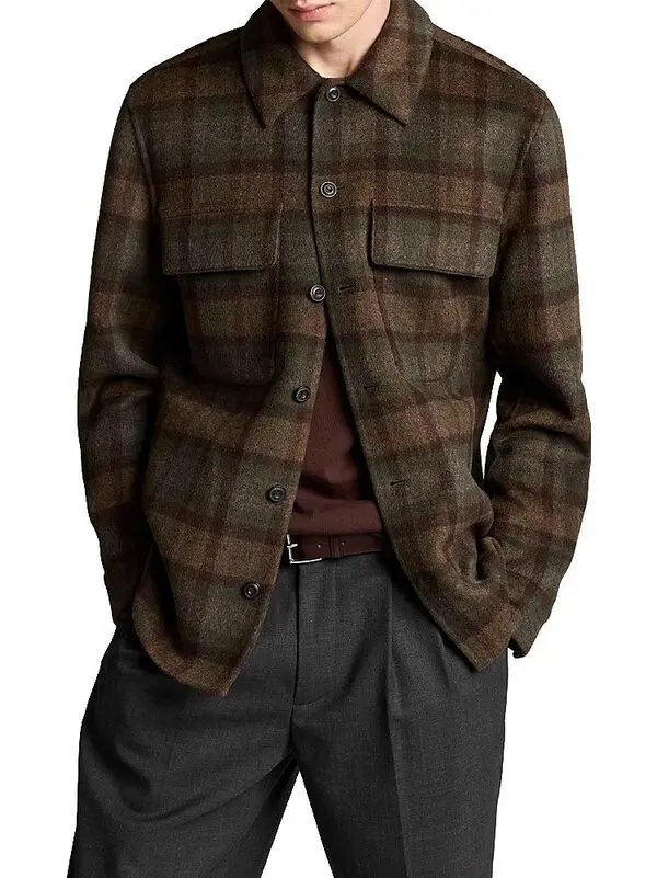 Vince Plaid Wool Blend Shirt Jacket - Night Leaf