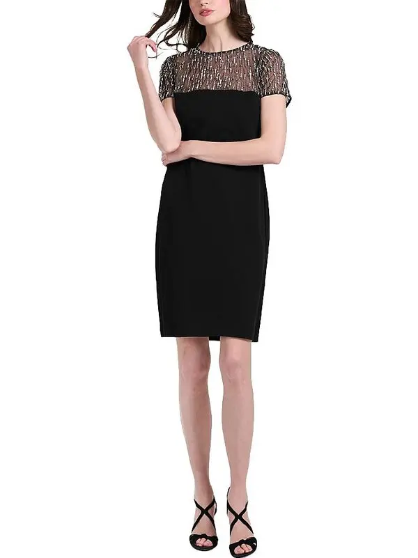 EMILY SHALANT Embellished Stretch Crepe Mini Dress - Black