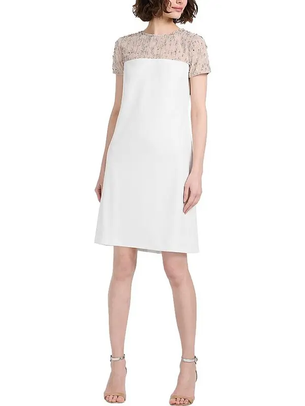 EMILY SHALANT Embellished Stretch Crepe Mini Dress - Ivory