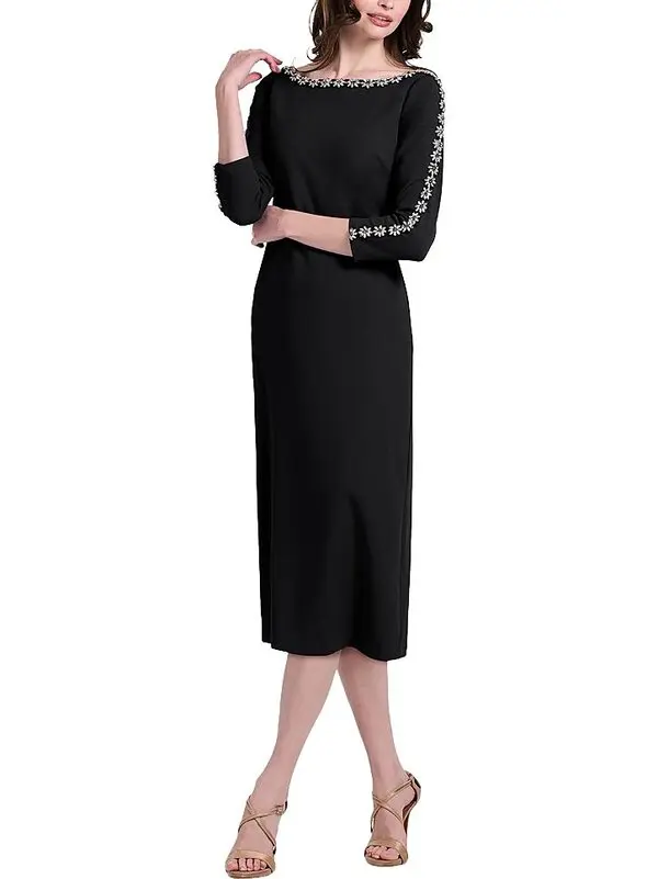 EMILY SHALANT Embellished Midi Dress - Black