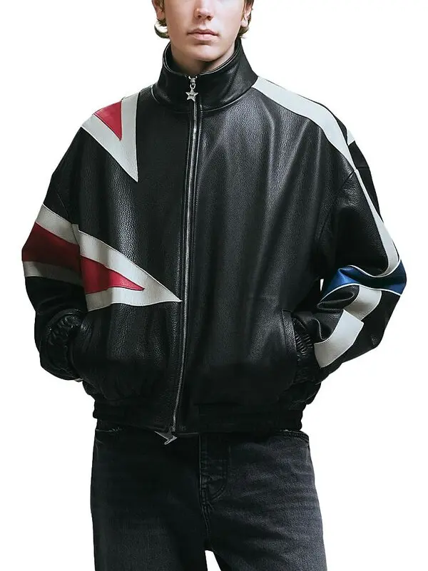 NAHMIAS Leather Bomber Jacket - Black