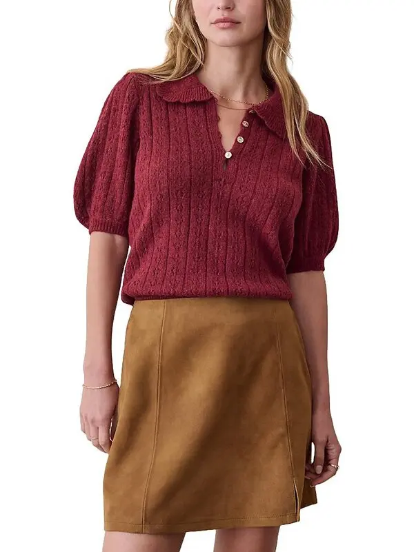 Marine Layer Sophie Collared Sweater - Cabernet