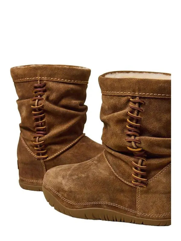 UGG Bucked Suede Boots With Sheepskin Lining - Chestnut