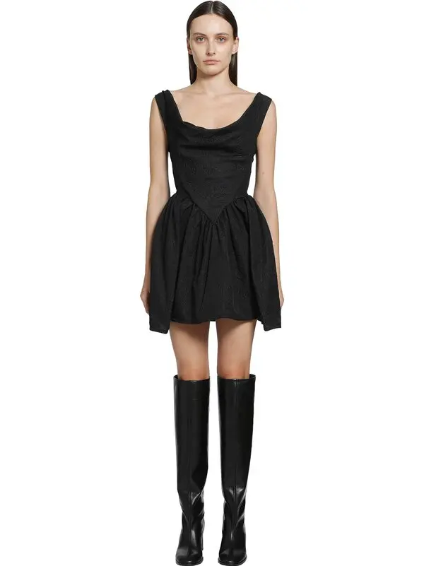 VIVIENNE WESTWOOD Mini Dress With Draped Neckline And Corset Silhouette - Black
