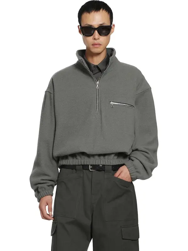 RIER Polar Wool Fleece Quarter-zip With Chest Pocket - Grey