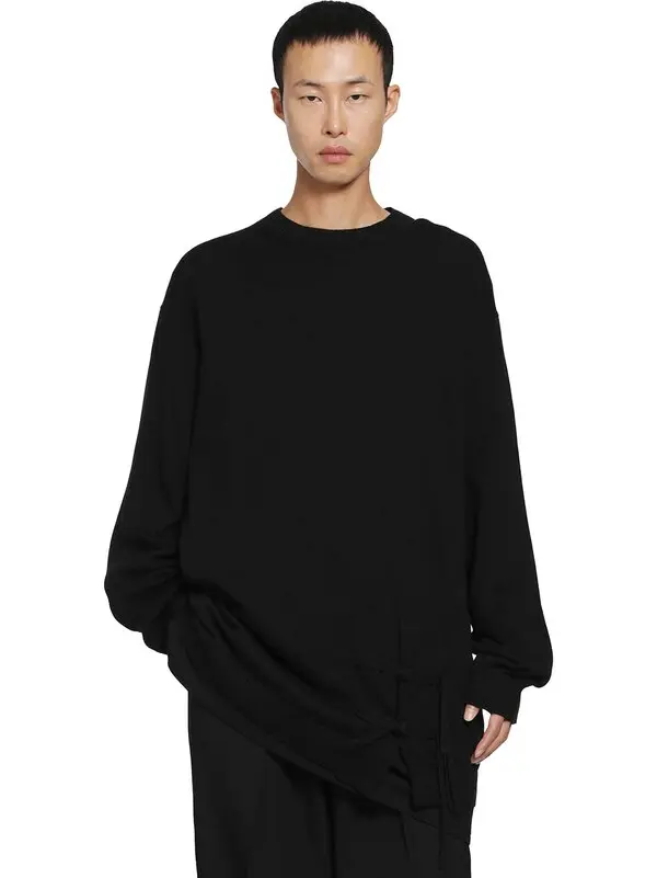 Yohji Yamamoto Single Jersey China Button Sweater - Black