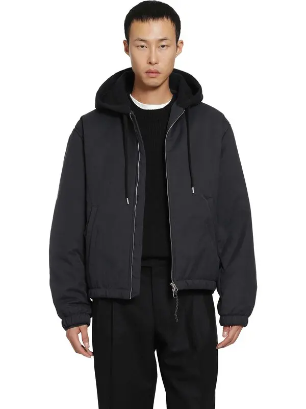 SALON C LUNDMAN Hooded Bomber Jacket - Blue